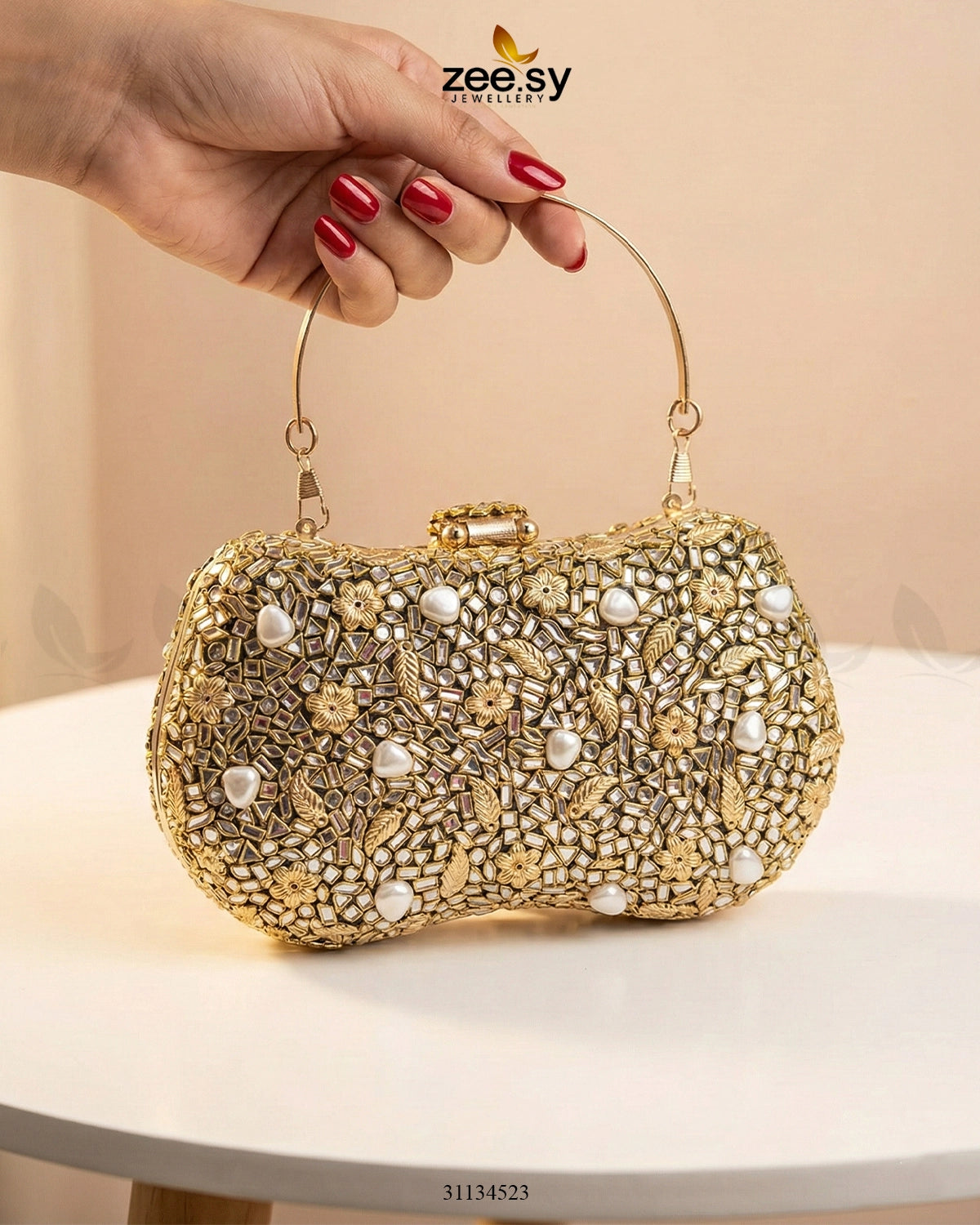 Emerald Baroque Pearl Clutch Bag - Zeesy.pk