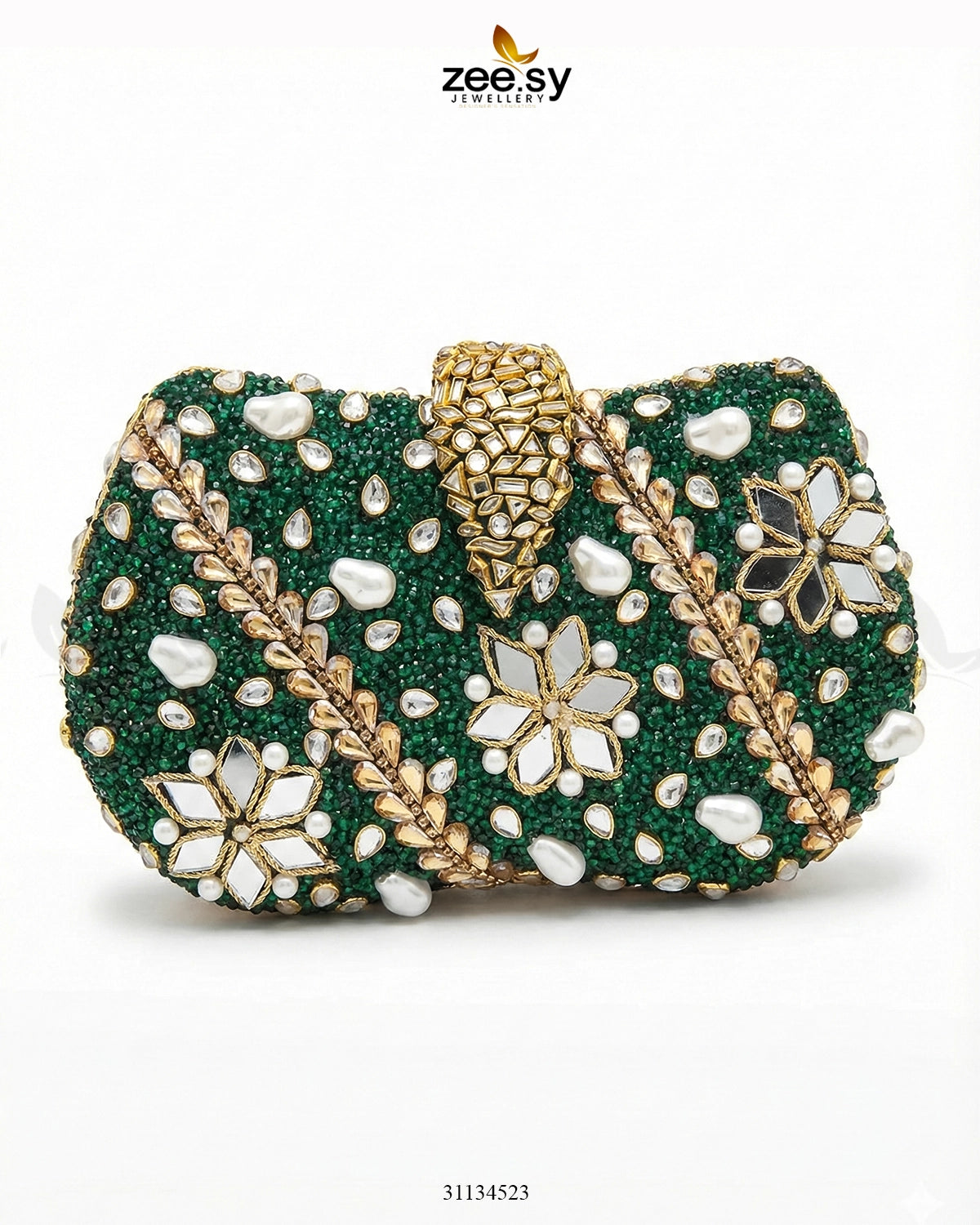 Emerald Baroque Pearl Clutch Bag - Zeesy.pk
